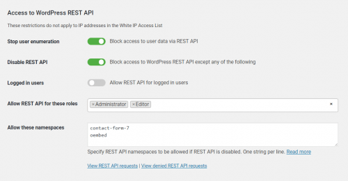 Restrict access to the WordPress REST API – WordPress security plugin ...